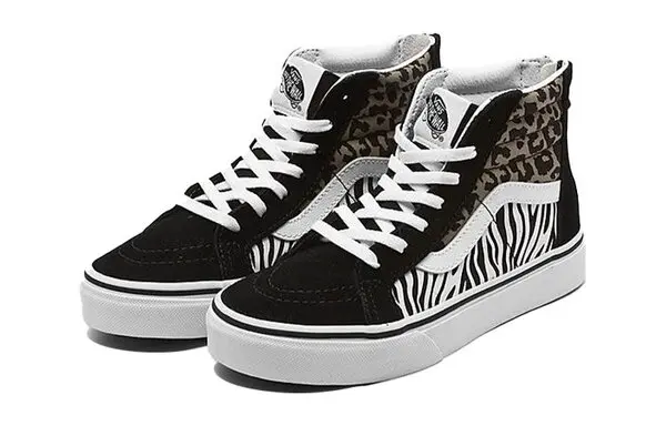 VANS Sk8-hi Zip Casual Gs Leopard Print High Top Sneakers