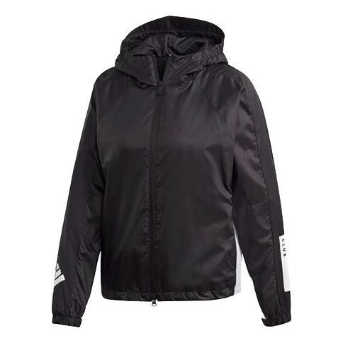 Adidas W.n.d. Letter Logo Applique Sports Hooded Jacket - Black