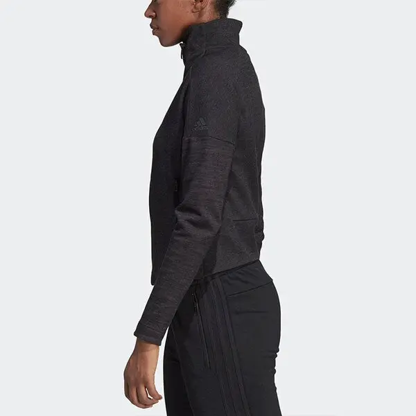 Adidas W Htr Jkt Solid Color Irregular Zipper Sports Jacket
