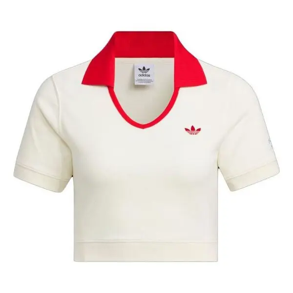 Adidas Originals X Notitle Tennis Crop Short Sleeve Polo Shirt - White/red