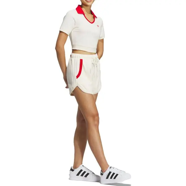 Adidas Originals X Notitle Tennis Crop Short Sleeve Polo Shirt - White/red