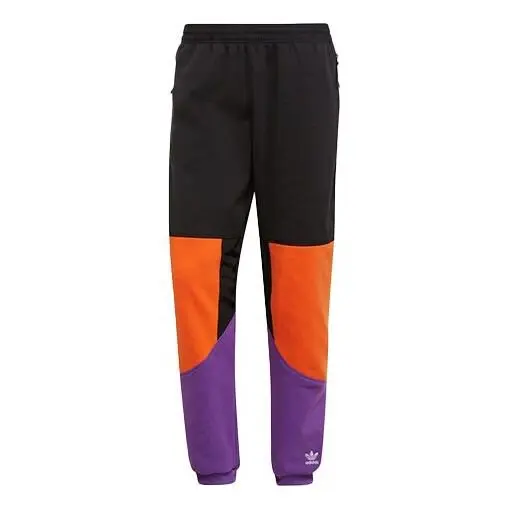 Adidas Originals Splicing Colorblock Casual Sports Long Pants - Black