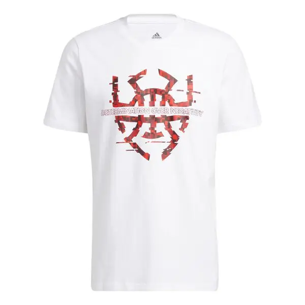 Adidas Basketball Series Spida Logo Printing Sports Short Sleeve White T-shirt - Multi-color