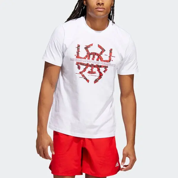 Adidas Basketball Series Spida Logo Printing Sports Short Sleeve White T-shirt - Multi-color