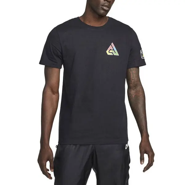 Nike Back Logo Pattern Printing Round Neck Casual Short Sleeve Black
