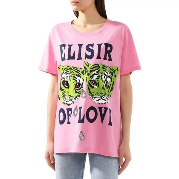 Gucci Cotton Tiger Print Short Sleeve T-shirt