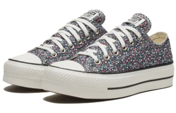 CONVERSE Chuck Taylor All Star Platform Low Vintage Floral Sneakers - Black
