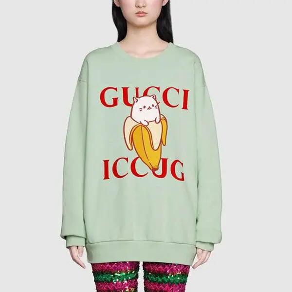 Gucci X Bananya Kitten & Banana Long Sleeve Sweatshirt - Green