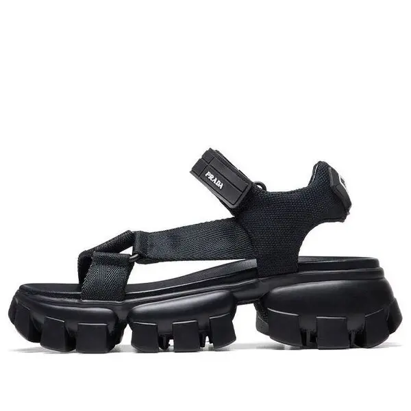 Prada Sporty Woven Nylon Tape Sandals - Black