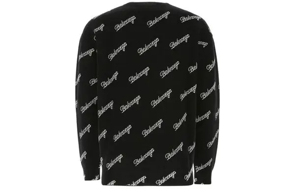Balenciaga All Over Script Logo Knit Sweater