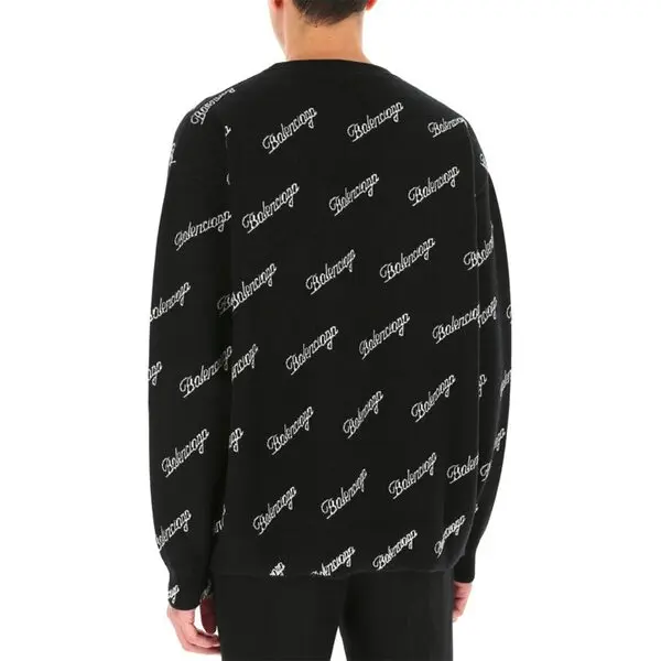 Balenciaga All Over Script Logo Knit Sweater
