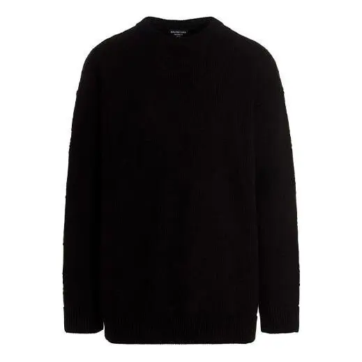 Balenciaga Jacquard Logo Knit Sweater - Black