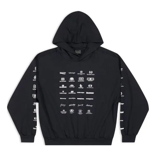 Balenciaga Archives Logos Hoodie - Black