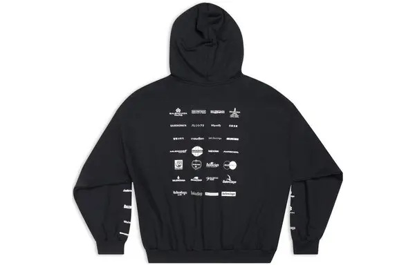 Balenciaga Archives Logos Hoodie - Black