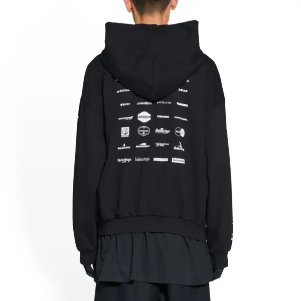 Balenciaga Archives Logos Hoodie - Black