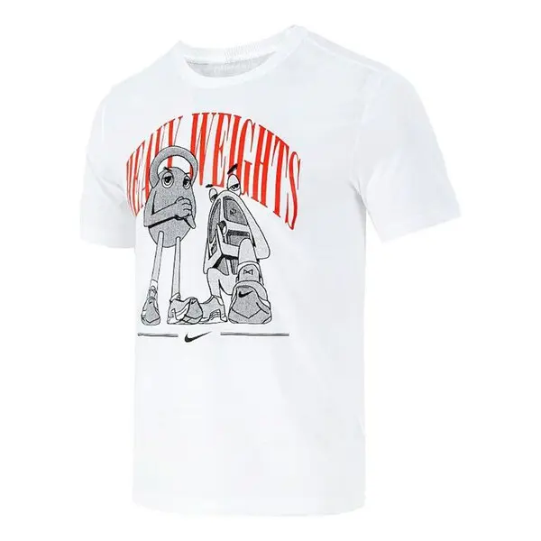 Nike Cartoon Printing Sports Round Neck Short Sleeve White T-shirt - Default Color
