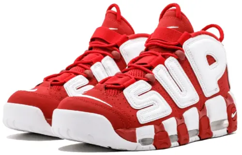 Nike X Supreme Air More Uptempo Sneakers - White/red
