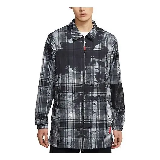 Nike Kyrie Loose Sports Printing Plaid Woven Jacket 'grey - Black/grey