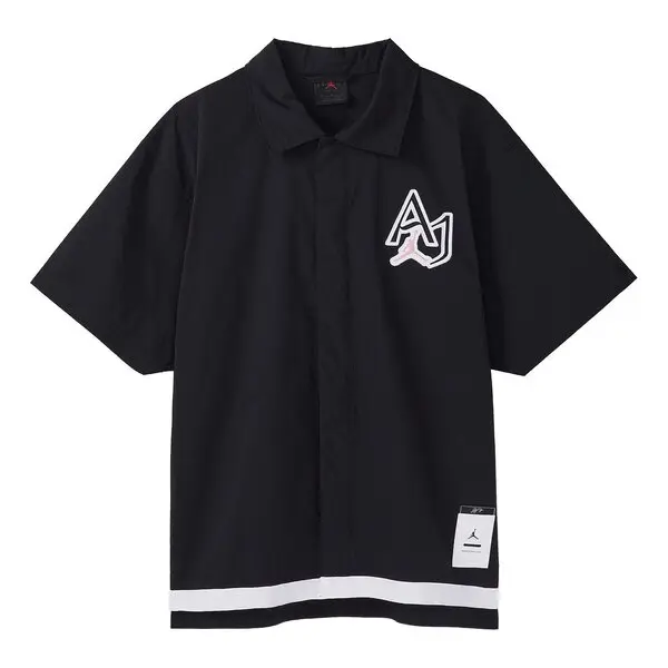 JORDAN Logo Embroidered Casual Short Sleeve Shirt Black - Multi-color