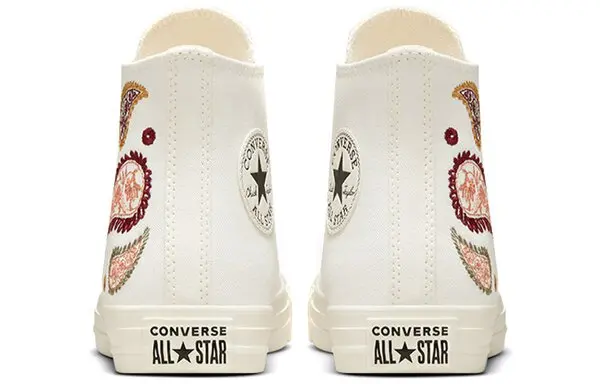 CONVERSE Chuck Taylor All Star High Top Sneakers With Paisley Embroidery - White/red