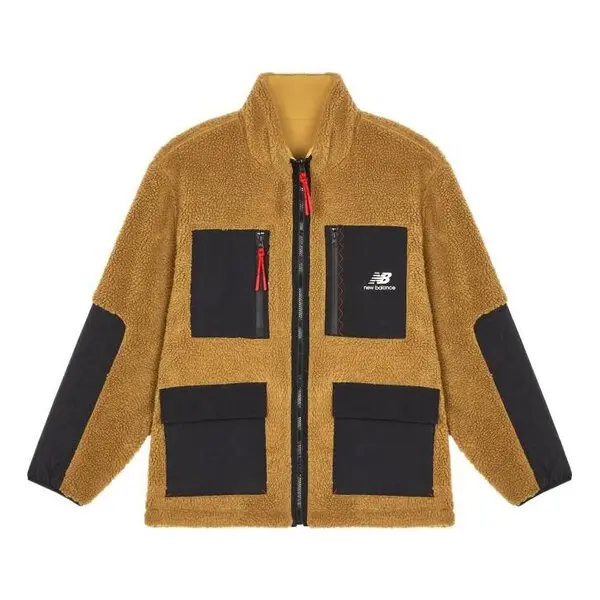NEW BALANCE Reversible Lamb's Wool Stand Collar Jacket - Brown