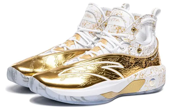 ANTA Klay Thompson 'gold Blooded' High-top Athletic Sneakers - White/gold