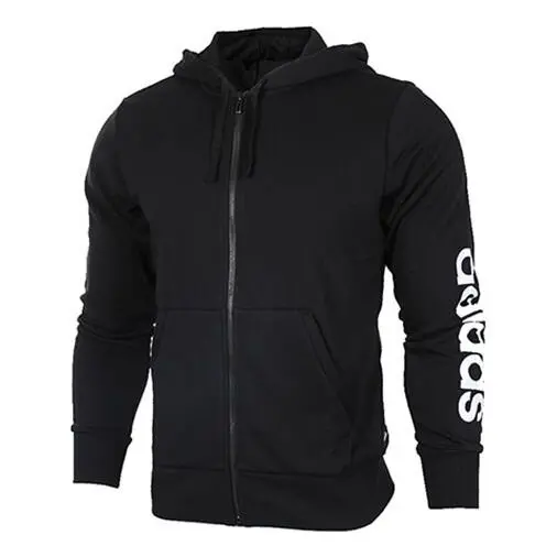 Adidas Essentials Linear Logo Zip Hoodie - Black