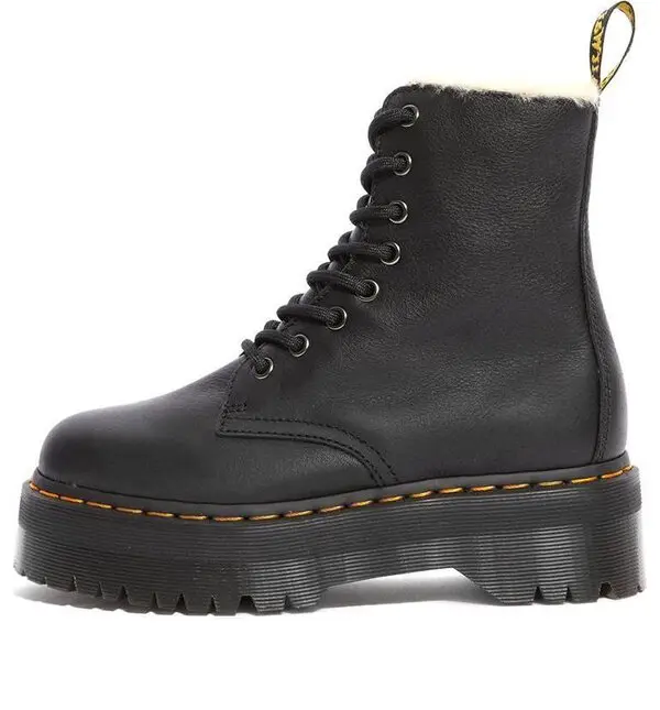 Dr. Martens Jadon Faux Fur Lined Leather Platform Combat Boots - Black