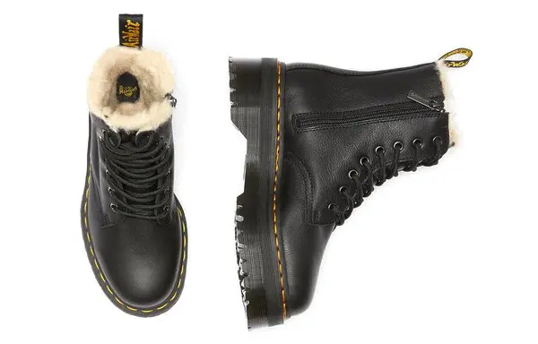 Dr. Martens Jadon Faux Fur Lined Leather Platform Combat Boots