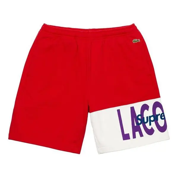 Supreme Fw19 Week 5 X Lacoste Logo Panel Sweatshort - Red