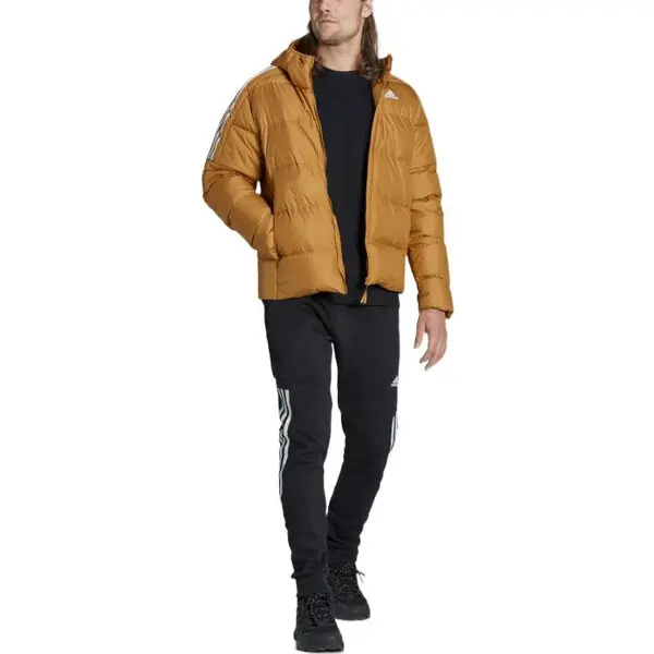 Adidas Padded Hooded Jacket With Stripes