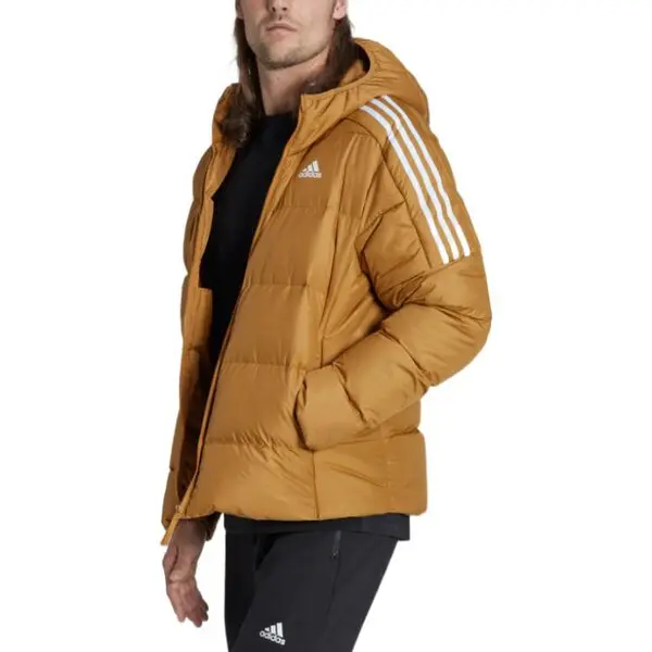 Adidas Padded Hooded Jacket With Stripes
