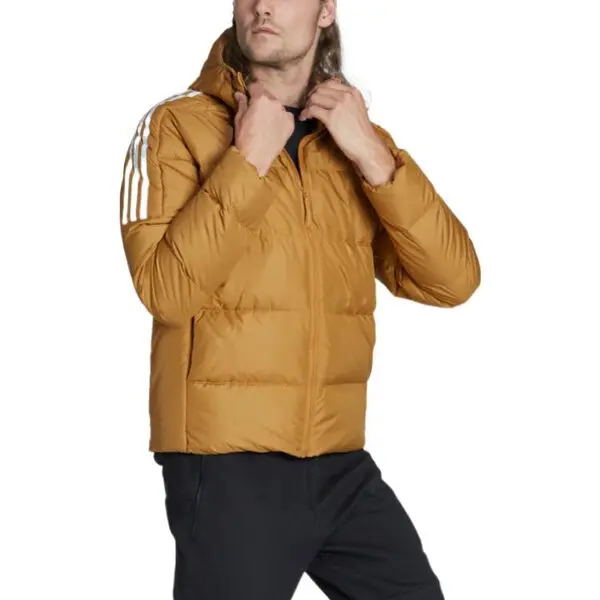 Adidas Padded Hooded Jacket With Stripes