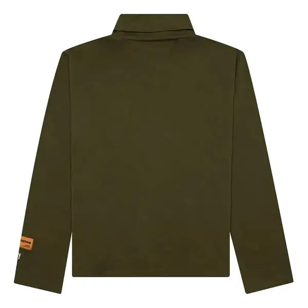 Heron Preston Ss23 Logo Patch Rollneck Long-sleeve T-shirt 'dark Olive - Olive Green