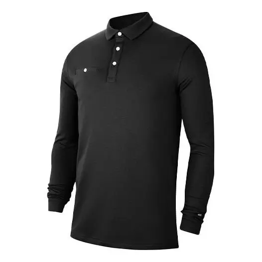 Nike Dri-fit Player Golf Lapel Long Sleeves Polo Shirt - Black