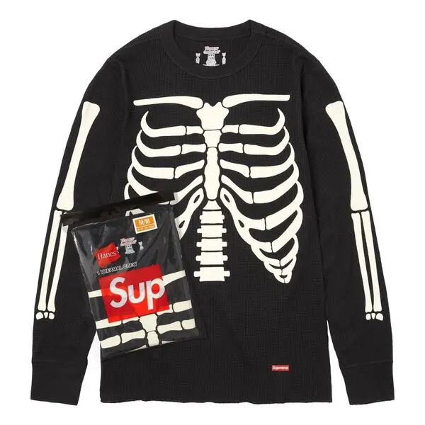 Supreme X Hanes Bones Thermal Crew - Black