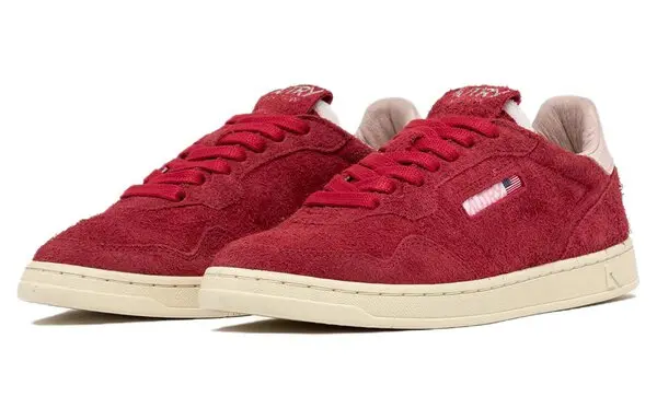 AUTRY Low Top Suede Sneakers - Red/white/pink