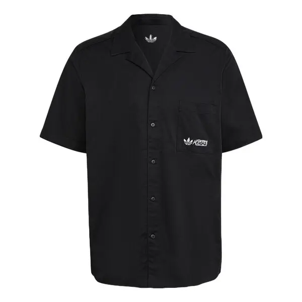 Adidas Originals Solid Color Logo Sports Short Sleeve Shirt Black - Multi-color