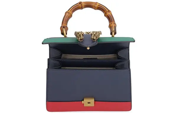 Gucci Dionysus Tiger Head Bamboo Stripe Leather Handbag