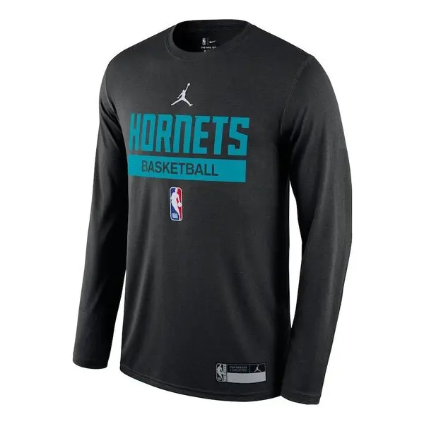 JORDAN X Nba Charlotte Hornets Basketball Long Sleeve Performance T-shirt - Black