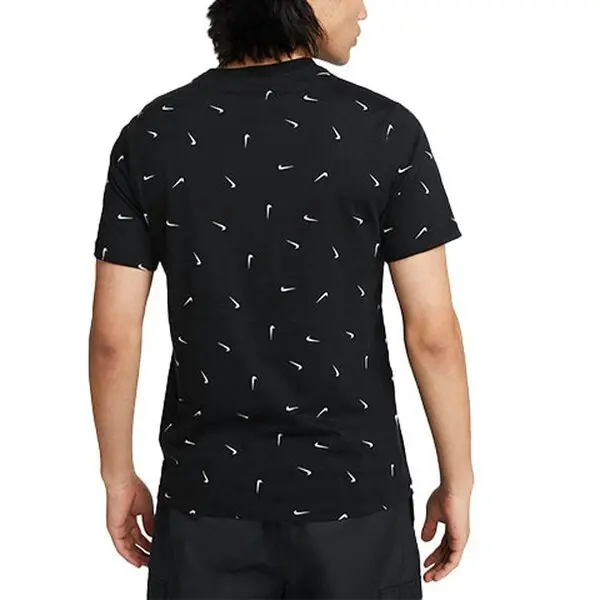 Nike Logo Full Print Round Neck Pullover Short Sleeve Black T-shirt - Default Color