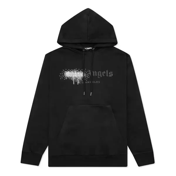 Palm Angels Rhinestone Sprayed Hoodie - Black