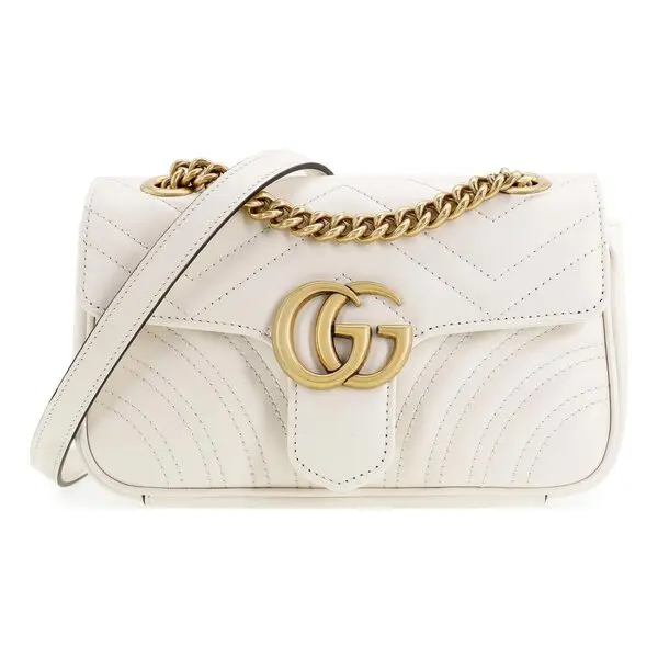 Gucci Gg Marmont Mini Leather Clutch - White