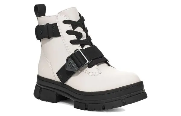 UGG Ashton Lace Up Boot - White/black