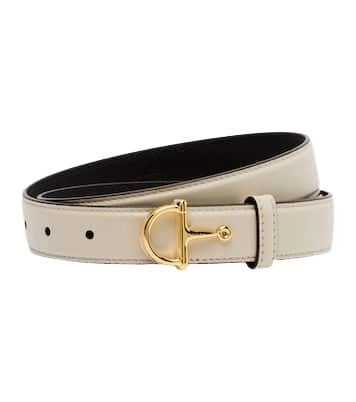 Gucci Leather Belt With Half-horsebit Buckle - White