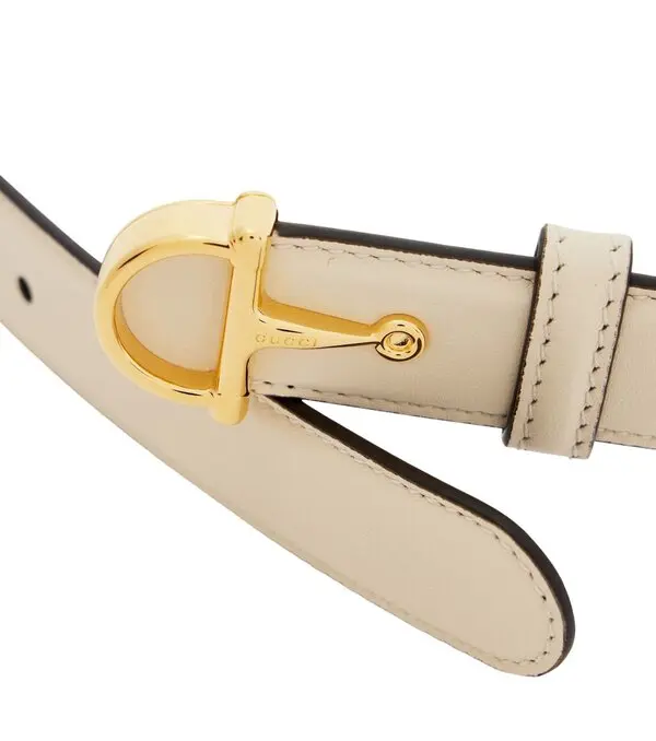 Gucci Leather Belt With Half-horsebit Buckle - White