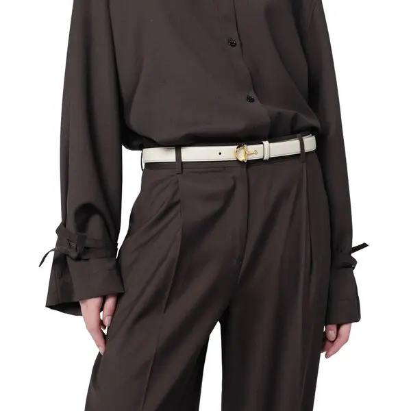 Gucci Leather Belt With Half-horsebit Buckle - White