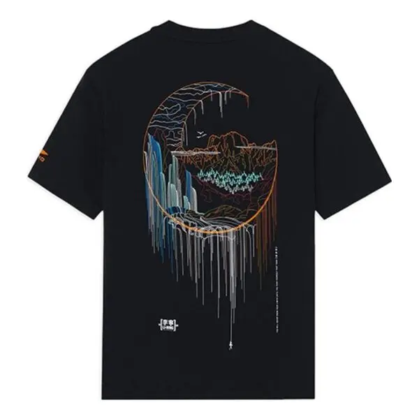 LI-NING Ss22 Stylish Logo Printing Loose Round Neck Short Sleeve T-shirt - Black