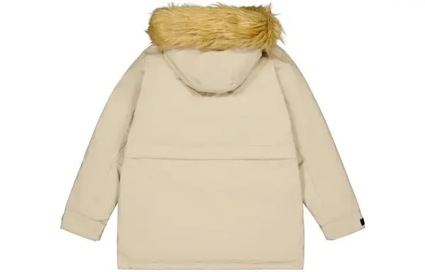 NEW BALANCE Mid-length Down Jacket With Fur-trimmed Hood - Beige/brown