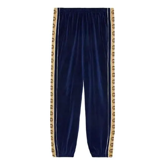 Gucci Velour Taped Oversized Track Pant - Blue